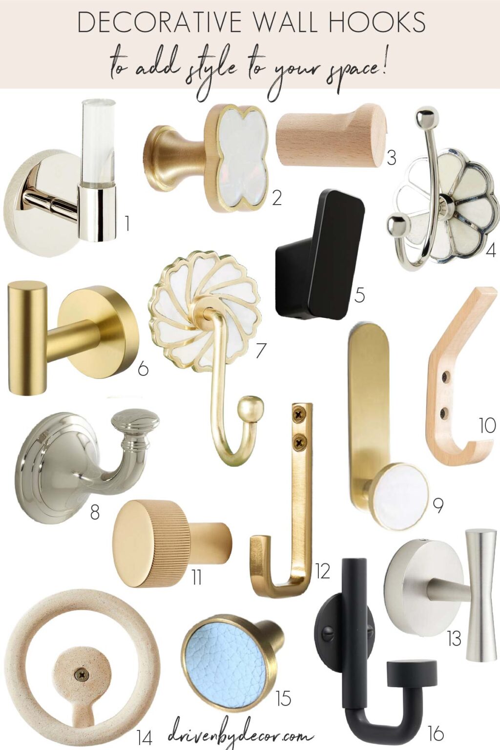 Decorative Wall Hooks That Add Style to Your Space! - Driven by Decor