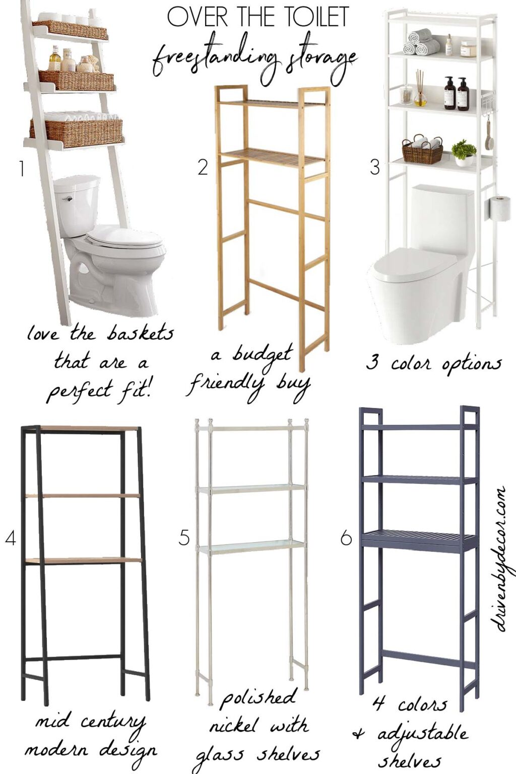 Over The Toilet Storage Solutions - Driven by Decor
